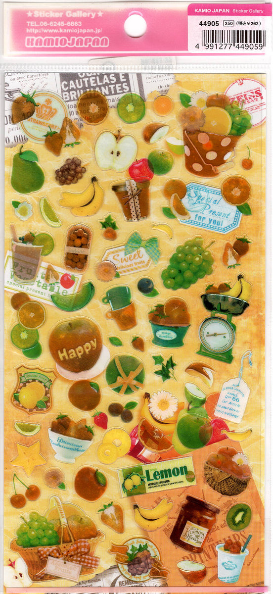 Kamio Vintage Fruits Rare Textured Sticker Sheet – kawaiipaperdream