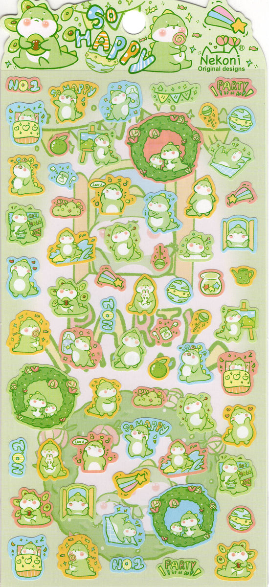 Nekoni Avocado Dinosaur Sticker Sheet – kawaiipaperdream